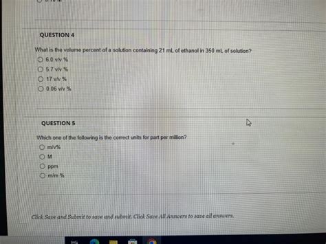Solved What Is The Volume Percent Of A Solution Containing Chegg