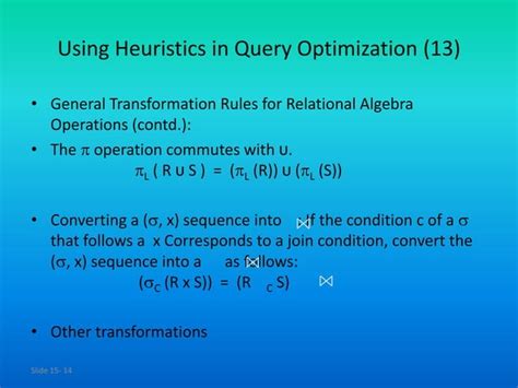 Adbms 40 Heuristics In Query Optimization Pptx