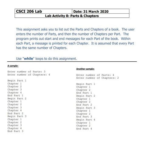 solved csci 206 lab date 31 march 2020 lab activity 8