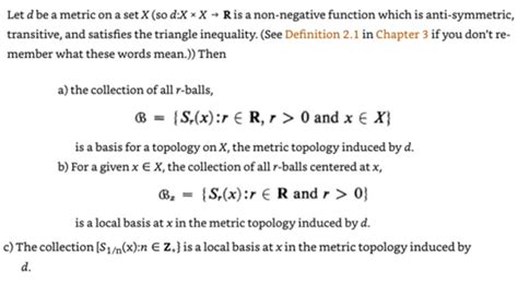 solved let d be a metric on a set x so d x×x→r is a