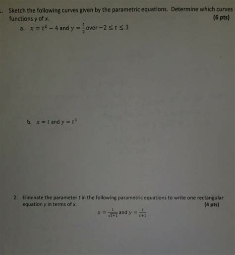 solved sketch the following curves given by the parametric