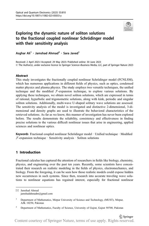 Exploring The Dynamic Nature Of Soliton Solutions To The Fractional