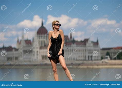 Fashion Woman Trendy Girl Posing At The City In Europe Summer Street