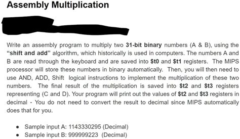 Solved Assembly Multiplication Write An Assembly Program To Multiply