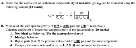 A Prove That The Coefficient Of Isothermal Compressibility Of Non Ideal Gas Cg Can Be Estimated