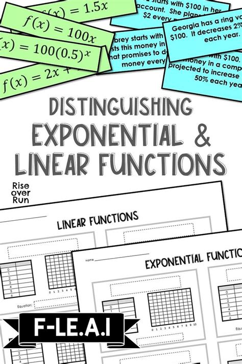 Linear Vs Exponential Functions Card Sort Activity Word Problem Worksheets Linear Function