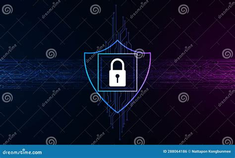 Abstract Padlock Digital Circuit Board Concept Cyber Theft Protection Cyber Security On A Modern