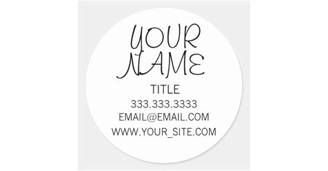 Freehand Simple Plain Classic Round Sticker Zazzle