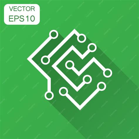 Premium Vector Circuit Board Icon In Flat Style Technology Microchip Vector Illustration With