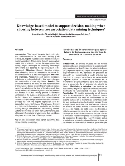 Pdf Knowledge Based Model To Support Decision Making When Choosing