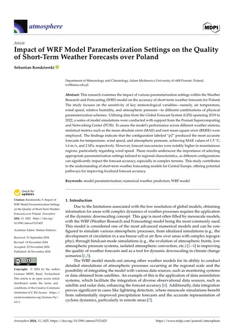 pdf impact of wrf model parameterization settings on the quality of