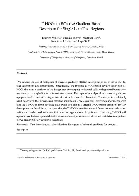 pdf t hog an effective gradient based descriptor for single line