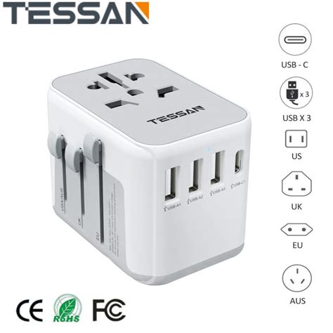 Tessan Type C Universal Travel Adapter Universal Charger With Usb A And Usb C