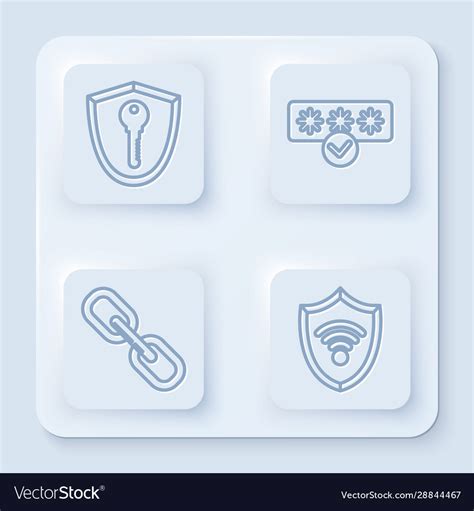 Set Line Shield With Key Password Protection Vector Image