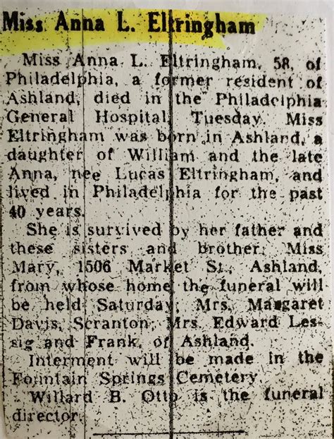 Anna L Eltringham Unknown 1942 Find A Grave Memorial