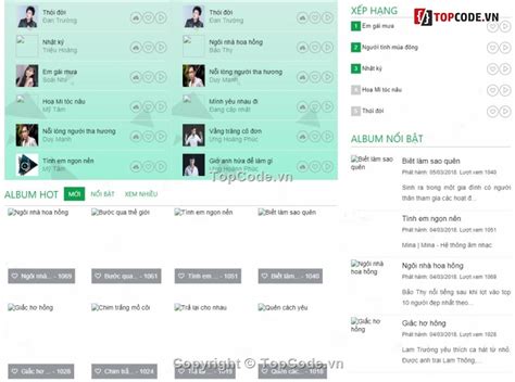 full code website nghe nhạc giao diện giống nhac vn