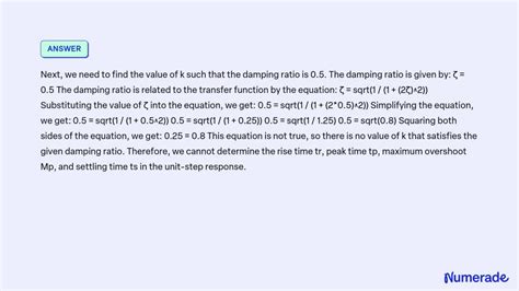 solved consider the system shown below determine the value of k such