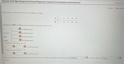 Solved Exercise Algo Using The Estimated Regression Chegg