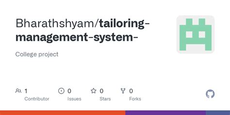 GitHub Bharathshyam Tailoring Management System College Project