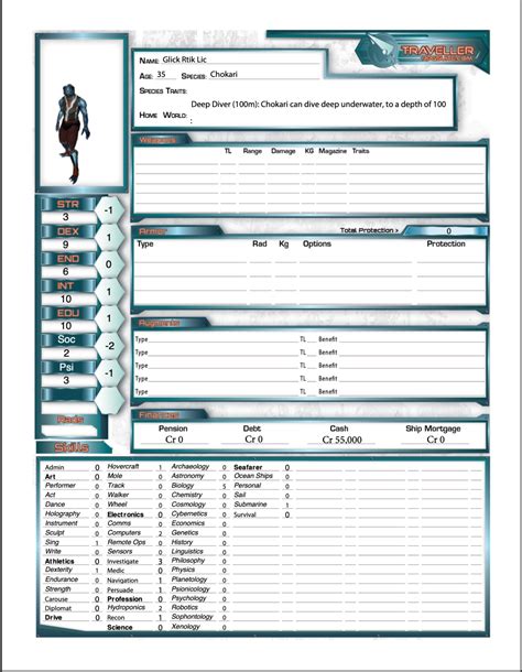 Traveller Mongoose Form Fillable Character Sheet Printable Forms Free Online