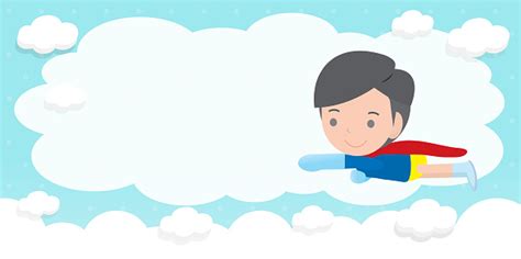 슈퍼 히어로 아이 광고 배경 광고 브로셔 텍스트 귀여운 작은 슈퍼 영웅 어린이와 프레임 아이 영웅및 배경 벡터 일러스트에 고립