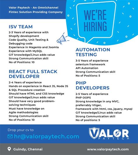 Hiring Job Recruitment Phpdeveloper Reactjsdevelopers Testing Valor Paytech