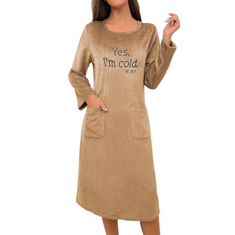 Dhfjkg Flannel Nightgowns For Women Long Sleeve Pullover Crewneck