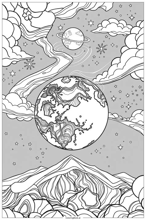 우주 행성 지구 색칠하기 페이지 무료 Pdfandpng 인쇄 가능