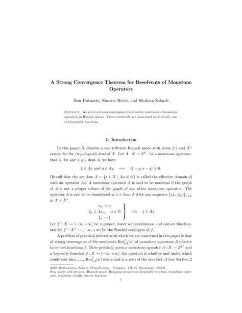 pdf a strong convergence theorem for resolvents of monotone operators