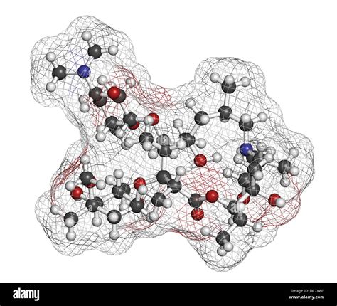 Azithromycin Antibiotic Drug Macrolide Class Chemical Structure Atoms Are Represented As