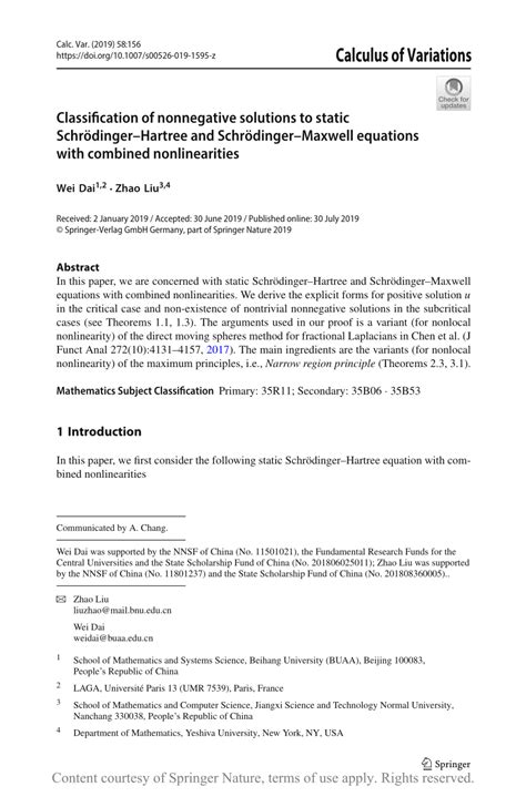 Classification Of Nonnegative Solutions To Static Schrödingerhartree And Schrödingermaxwell