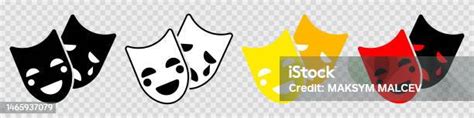 연극 마스크 아이콘 세트입니다 코미디와 비극 연극 가면 아이콘 가장 무도회 마스크 투명한 배경에 격리된 벡터 그림 Fashion Show에 대한 스톡 벡터 아트 및 기타