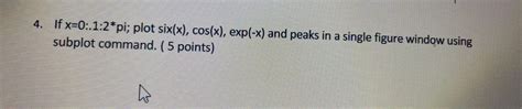 Solved 4 If X012pi Plot Sixx Cosx Exp X And