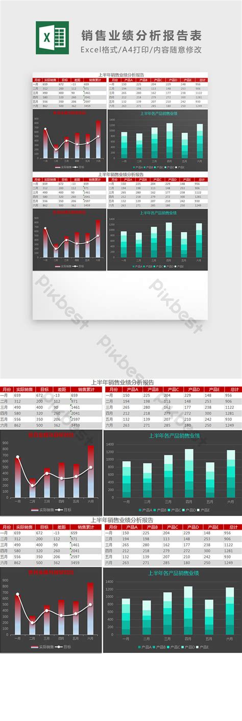 Excel Template Of Sales Performance Analysis Report For The First Half Year Excel XLSX