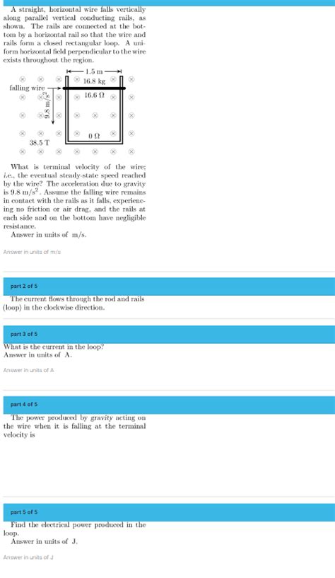 Solved A Straight Horizontal Wire Falls Vertically Alo
