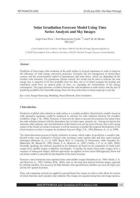 Pdf Solar Irradiation Forecast Model Using Time Series Key
