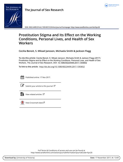 Pdf Prostitution Stigma And Its Effect On The Working Conditions Personal Lives And Health