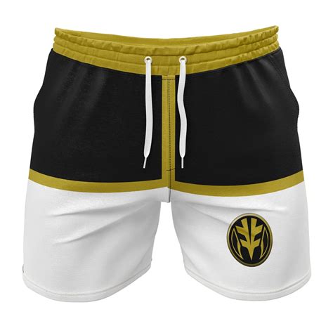 Animedwarf White Ranger V2 Mighty Morphin Power Rangers Gym Shorts