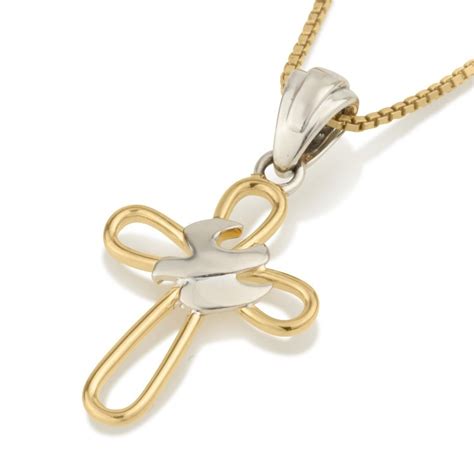 Silver Two Tone Cross Necklace With Holy Spirit Dove Mycross