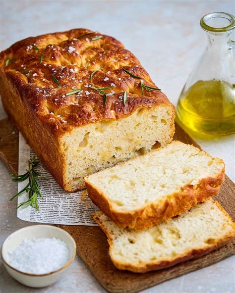 Homemade Focaccia Loaf Bread With Rosemary And Sea Salt