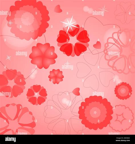 Lovely Romantic Pattern With Abstract Pink Sparking Flowers And Gradient Background Stock Vector
