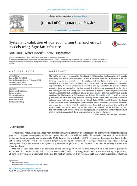 Pdf Systematic Validation Of Non Equilibrium Thermochemical Models