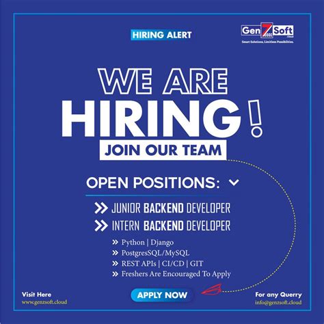 genzsoftcloud wearehiring backenddeveloper python django techjobsbd… genzsoft cloud