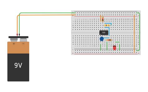 circuit design flash led with 555 timer tinkercad
