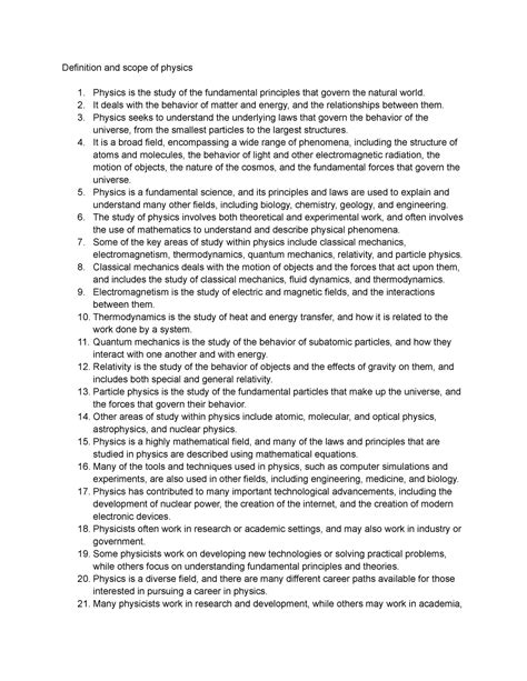 Definition And Scope Of Physics Definition And Scope Of Physics Physics Is The Study Of The