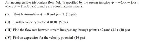 Solved An Incompressible Frictionless Flow Field Is Chegg