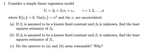 Solved Consider A Simple Linear Regression Model Chegg Com