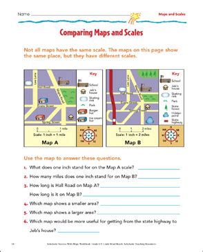 Comparing Maps And Scales Map Skills Printable Maps Skills Sheets Worksheets Library