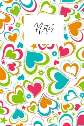 Groovy Hearts Notebook Heart Notebook Bright Notebook Lined Notebook 6 X 9 Notebook