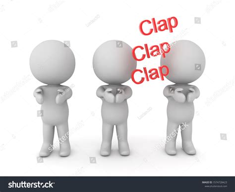Three 3d Characters Clapping 3d Rendering Stock Illustration 1574728423